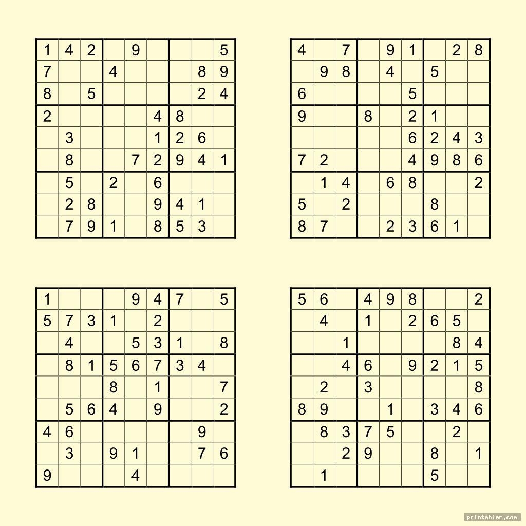 Printable Sudoku Puzzles 4 Per Page: Enhance Your Puzzle-solving Skills ...